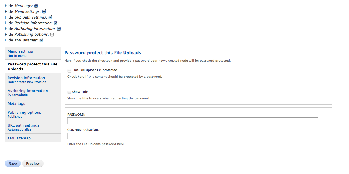 Node add/edit form does allow for hidding of protect options using form filter module. [#622548 ...